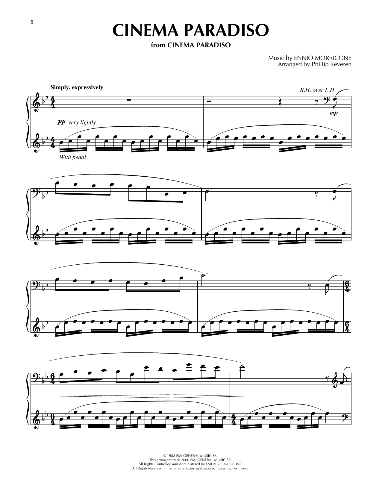 Ennio Morricone "Cinema Paradiso (arr. Phillip Keveren)" Sheet Music ...