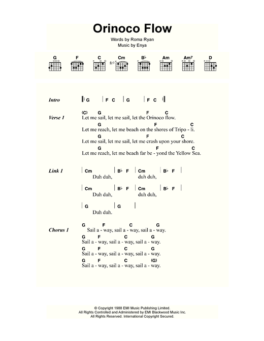 Enya "Orinoco Flow" Sheet Music Notes | Download Printable PDF Score 118253