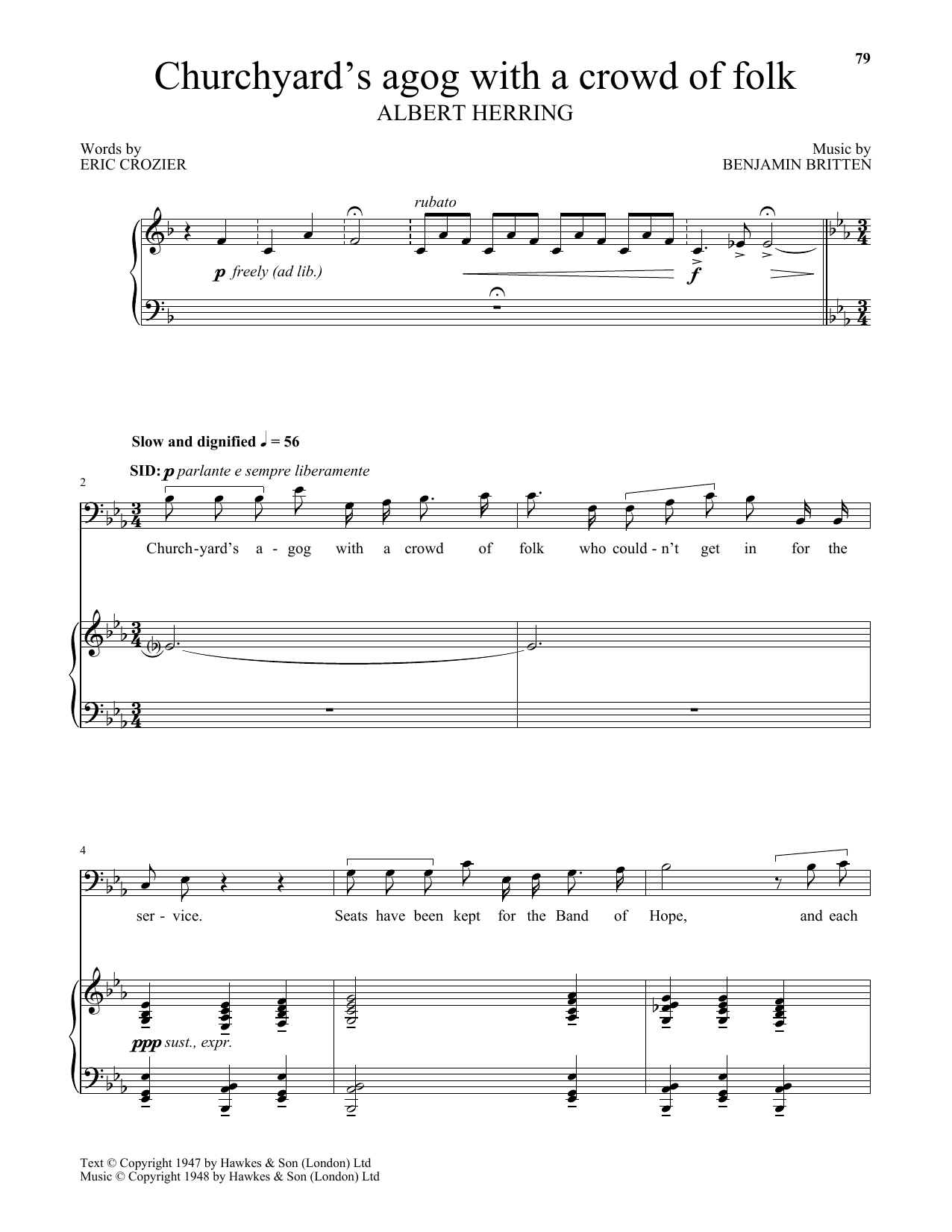 Eric Crozier "Churchyard's Agog With A Crowd Of Folk" Sheet Music Notes ...