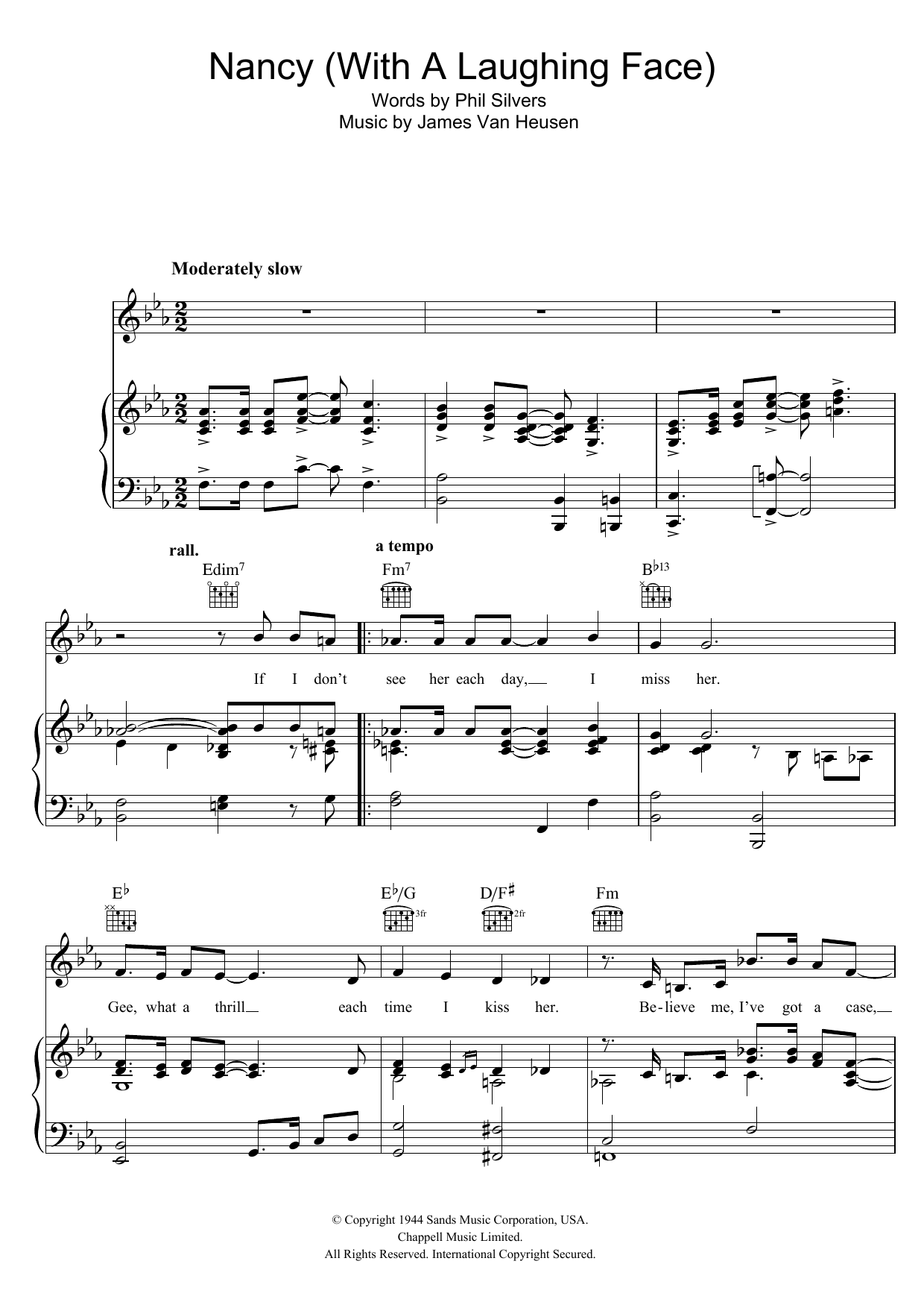 Frank Sinatra "Nancy With The Laughing Face" Sheet Music & Chords ...