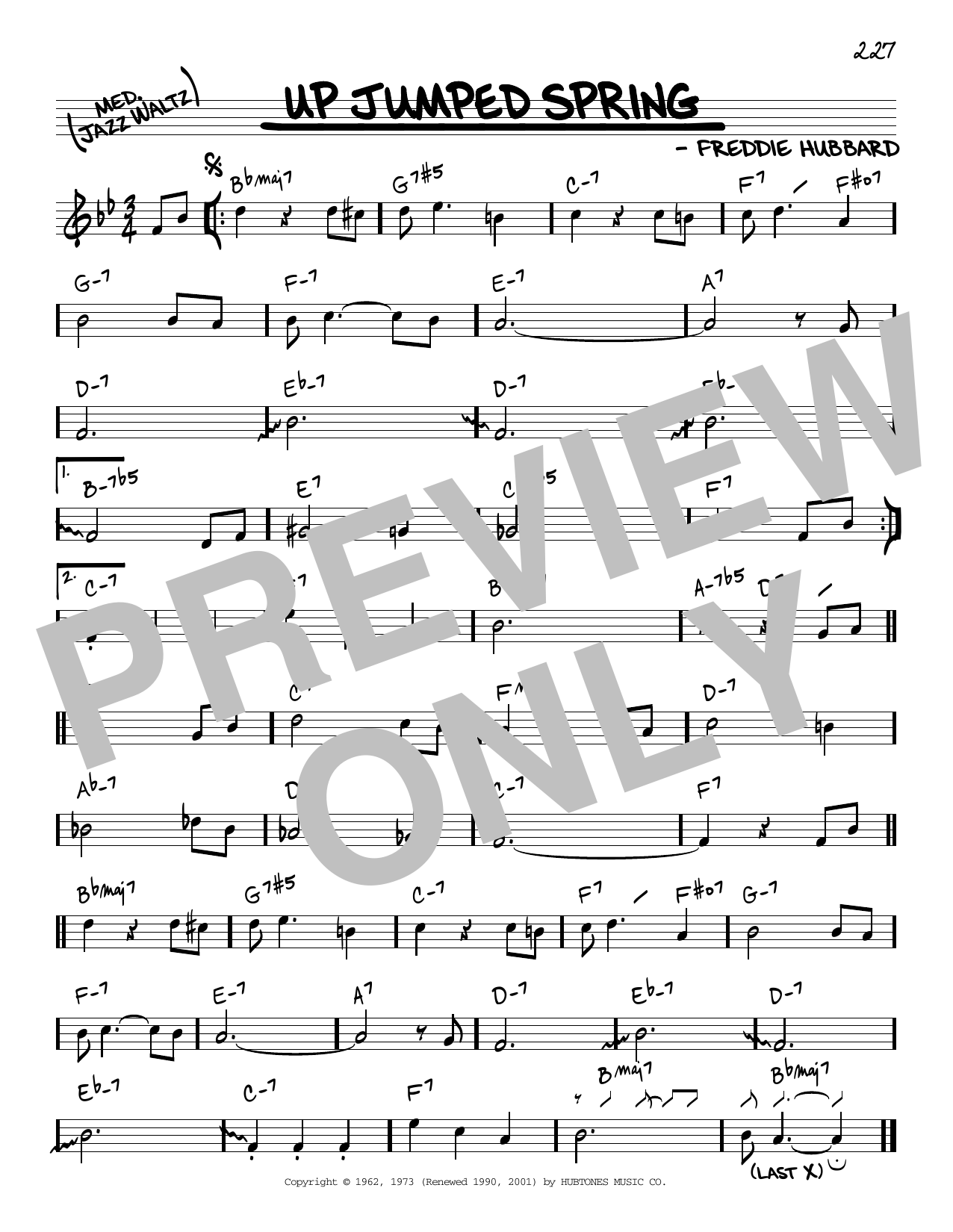 Freddie Hubbard "Up Jumped Spring" Sheet Music & Chords | Download 1-Page Printable PDF Real ...