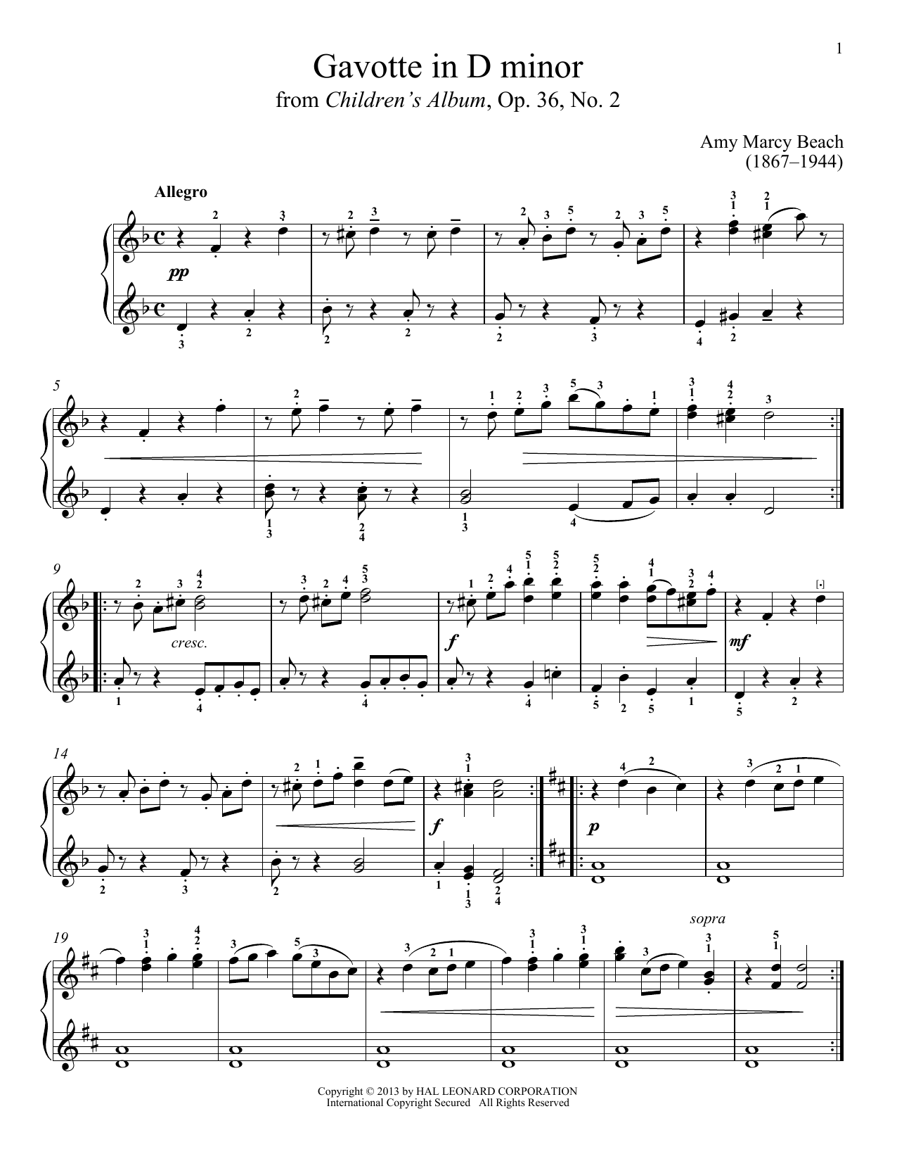 Gail Smith "Gavotte in D Minor" Sheet Music & Chords | Download 2-Page ...