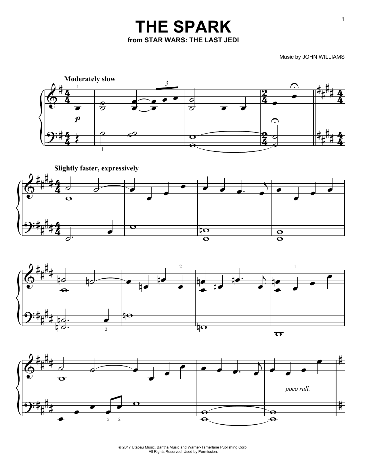 John Williams "The Spark" Sheet Music & Chords | Download 6-Page ...