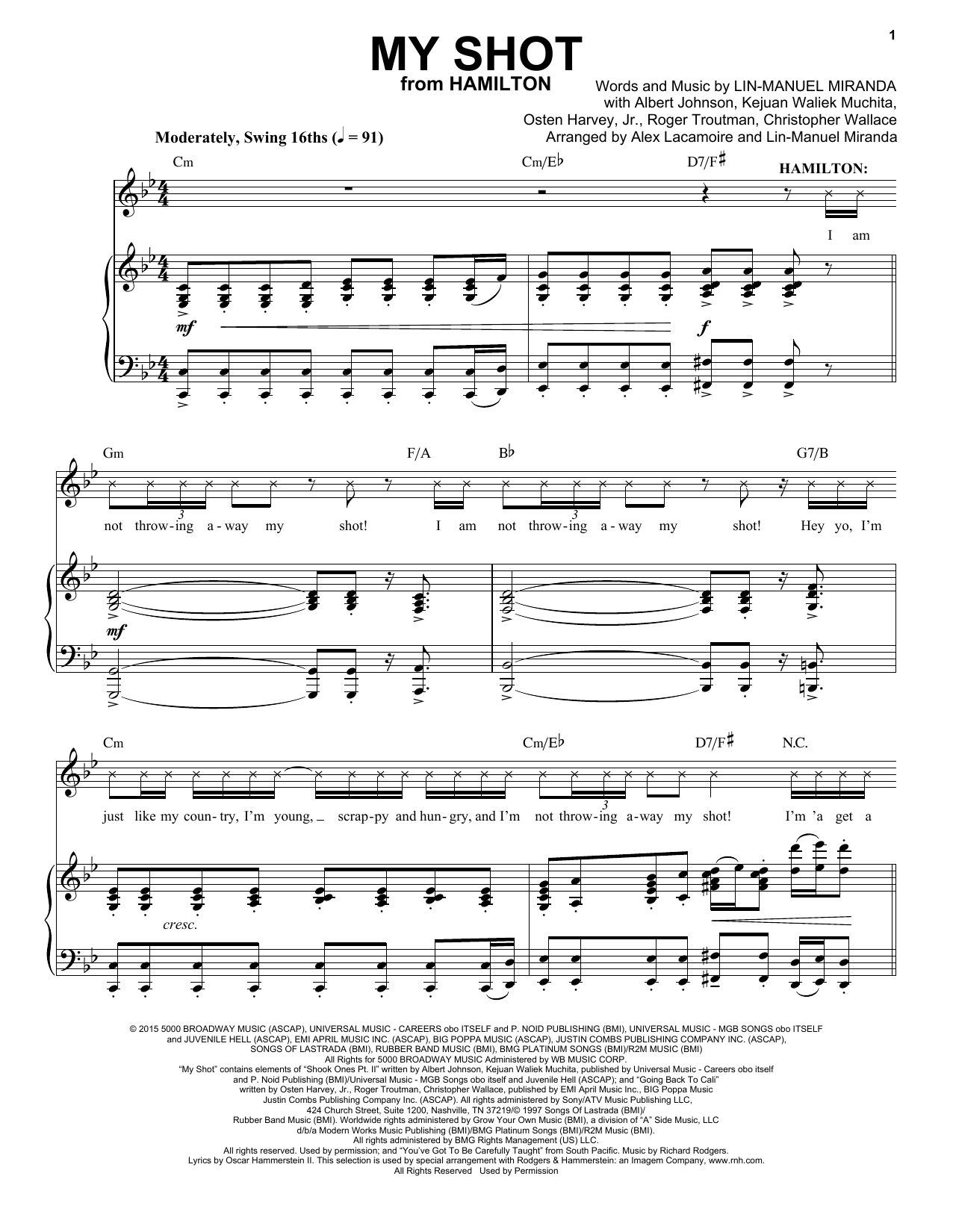 Lin-Manuel Miranda "My Shot (from Hamilton)" Sheet Music & Chords ...