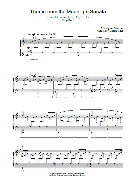 Ludwig van Beethoven "Moonlight Sonata" Sheet Music & Chords | Download 4-Page Printable PDF ...