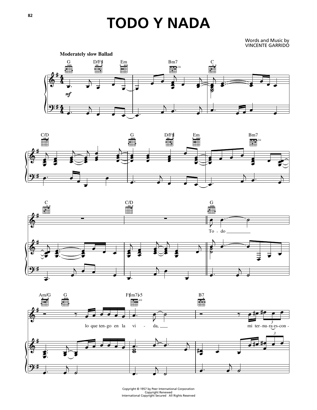 Luis Miguel "Todo Y Nada" Sheet Music & Chords | Download 6-Page ...