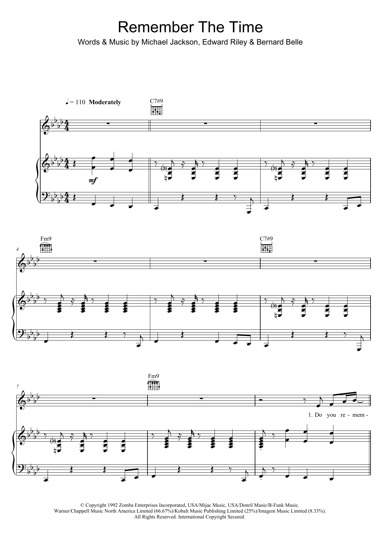 Michael Jackson "Remember The Time" Sheet Music & Chords | Download 2 ...