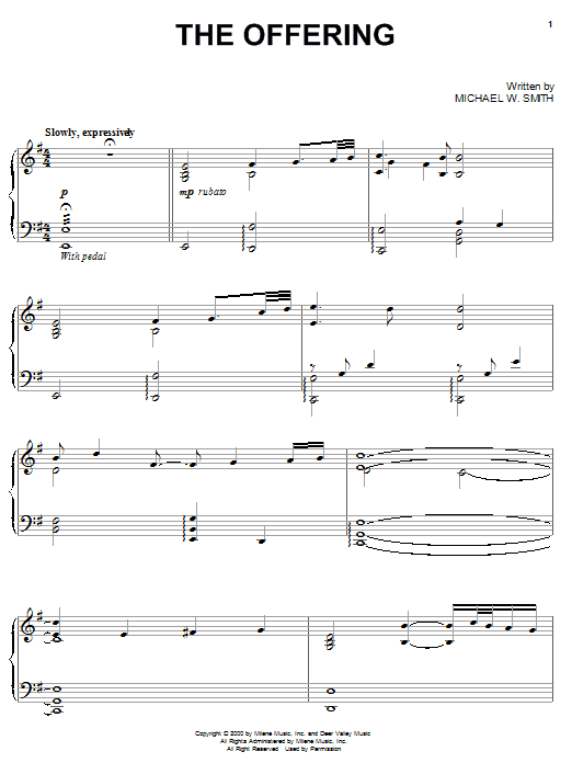 Michael W. Smith "The Offering" Sheet Music Notes | Download Printable ...