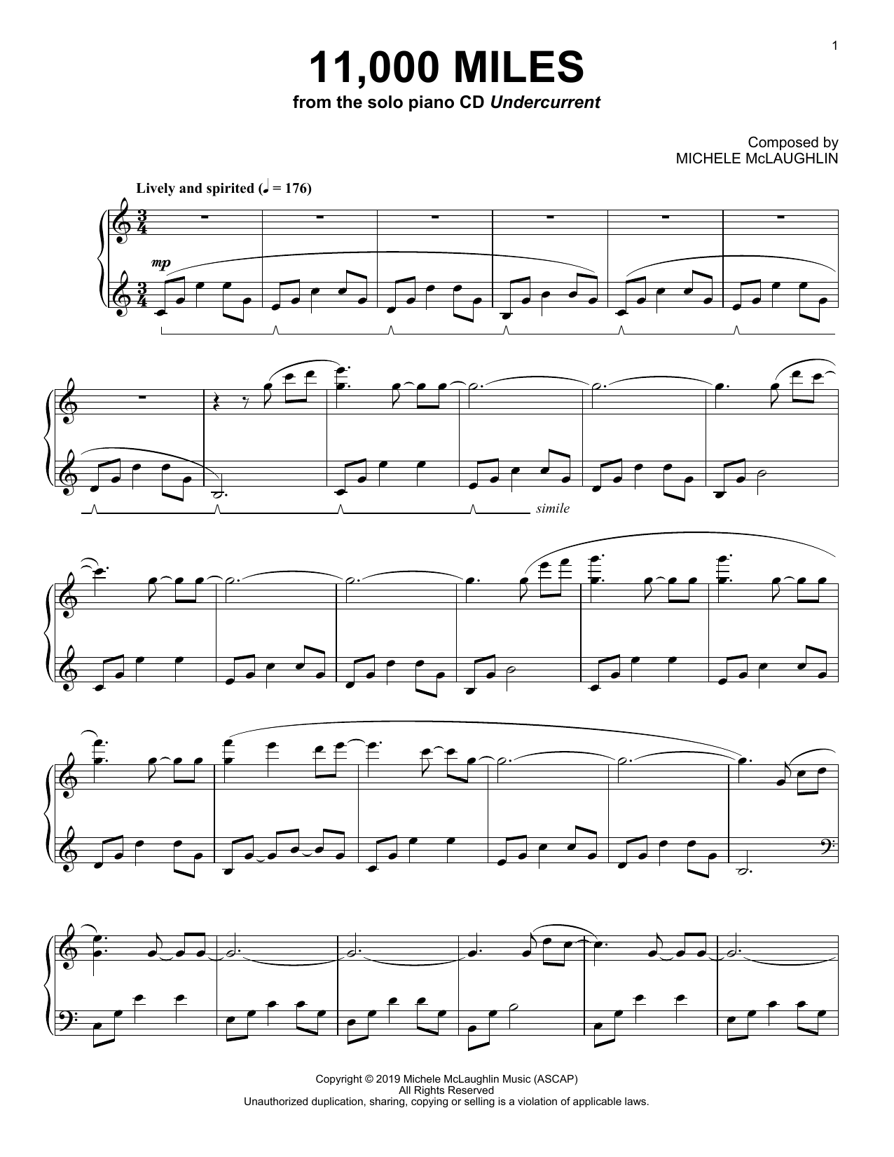 Michele McLaughlin "11,000 Miles" Sheet Music & Chords | Download 6-Page Printable PDF Piano ...