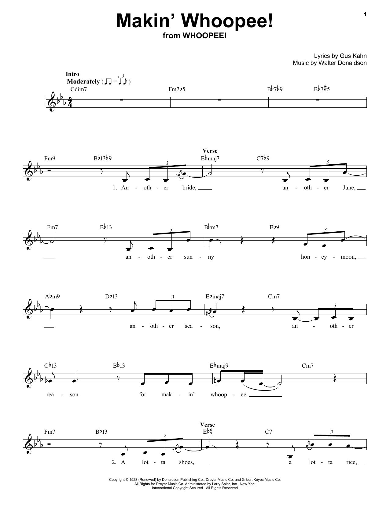 Nat King Cole "Makin' Whoopee!" Sheet Music & Chords | Download 4-Page ...