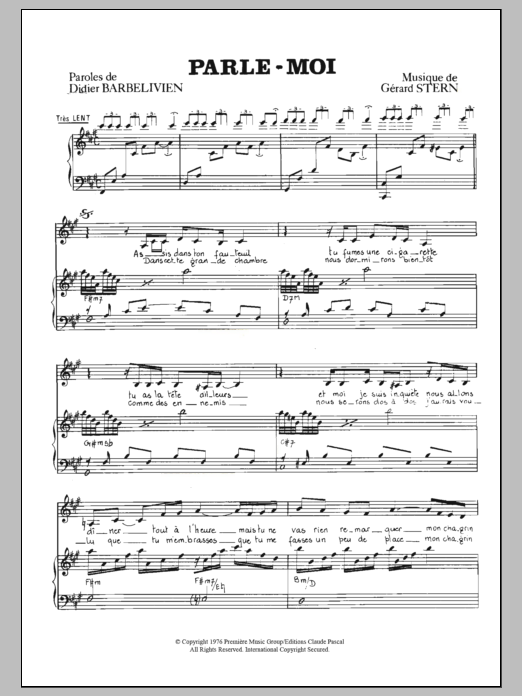 Nicole Croisille "Parle Moi" Sheet Music Notes | Download Printable PDF ...