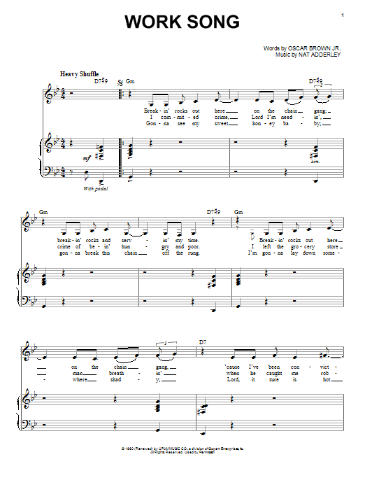 Nina Simone "Work Song" Sheet Music Notes | Download Printable PDF ...