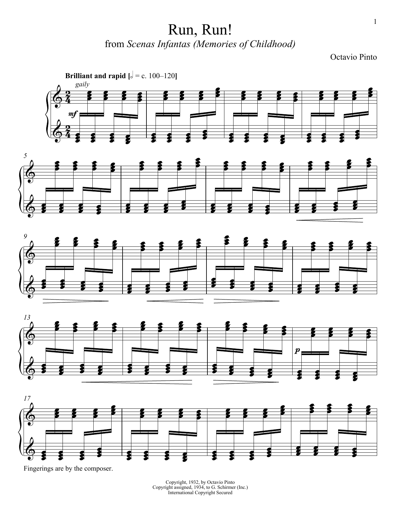 Octavio Pinto "Run, Run!" Sheet Music & Chords | Download 4-Page ...