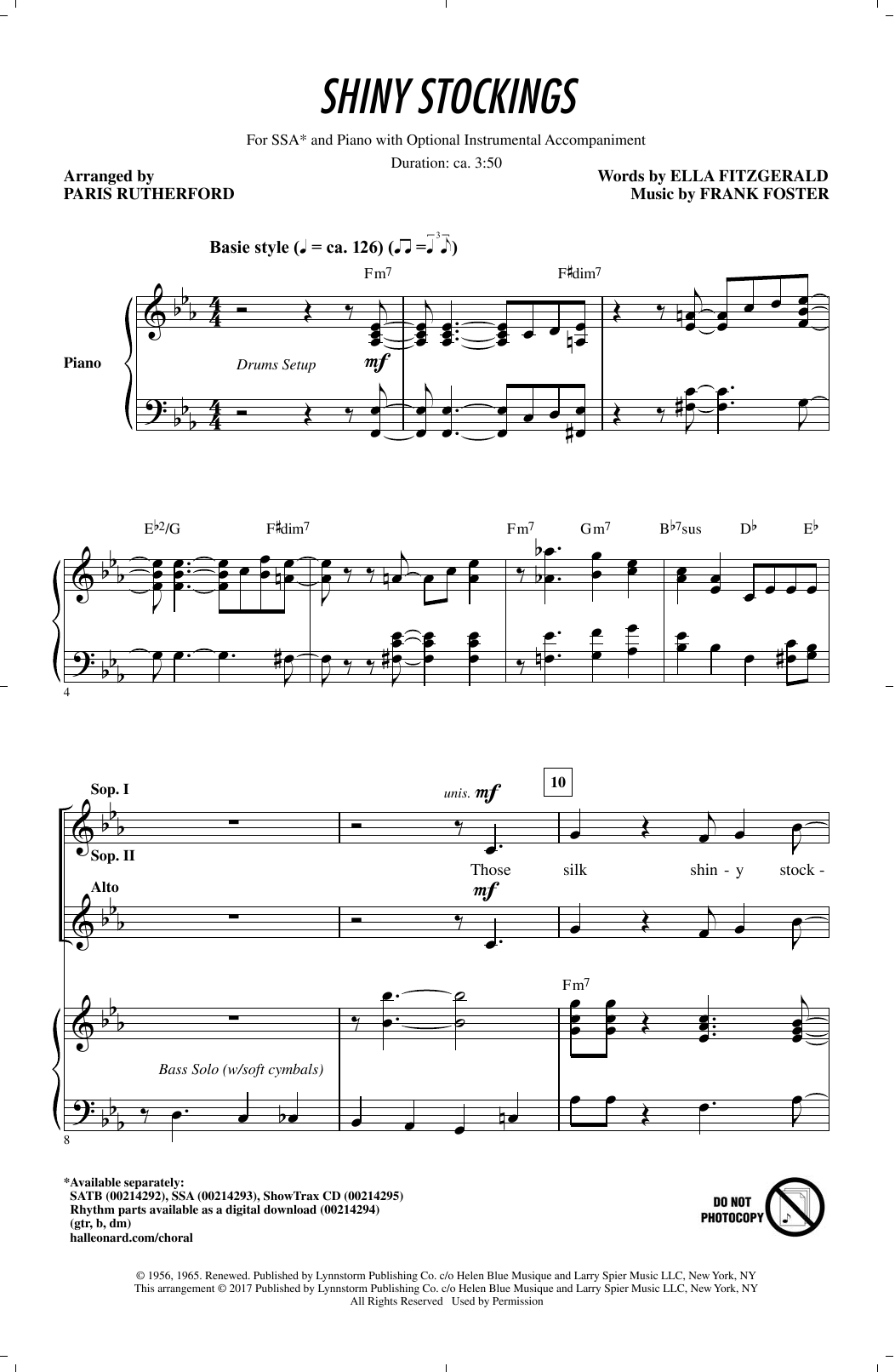 Paris Rutherford "Shiny Stockings" Sheet Music Notes | Download ...