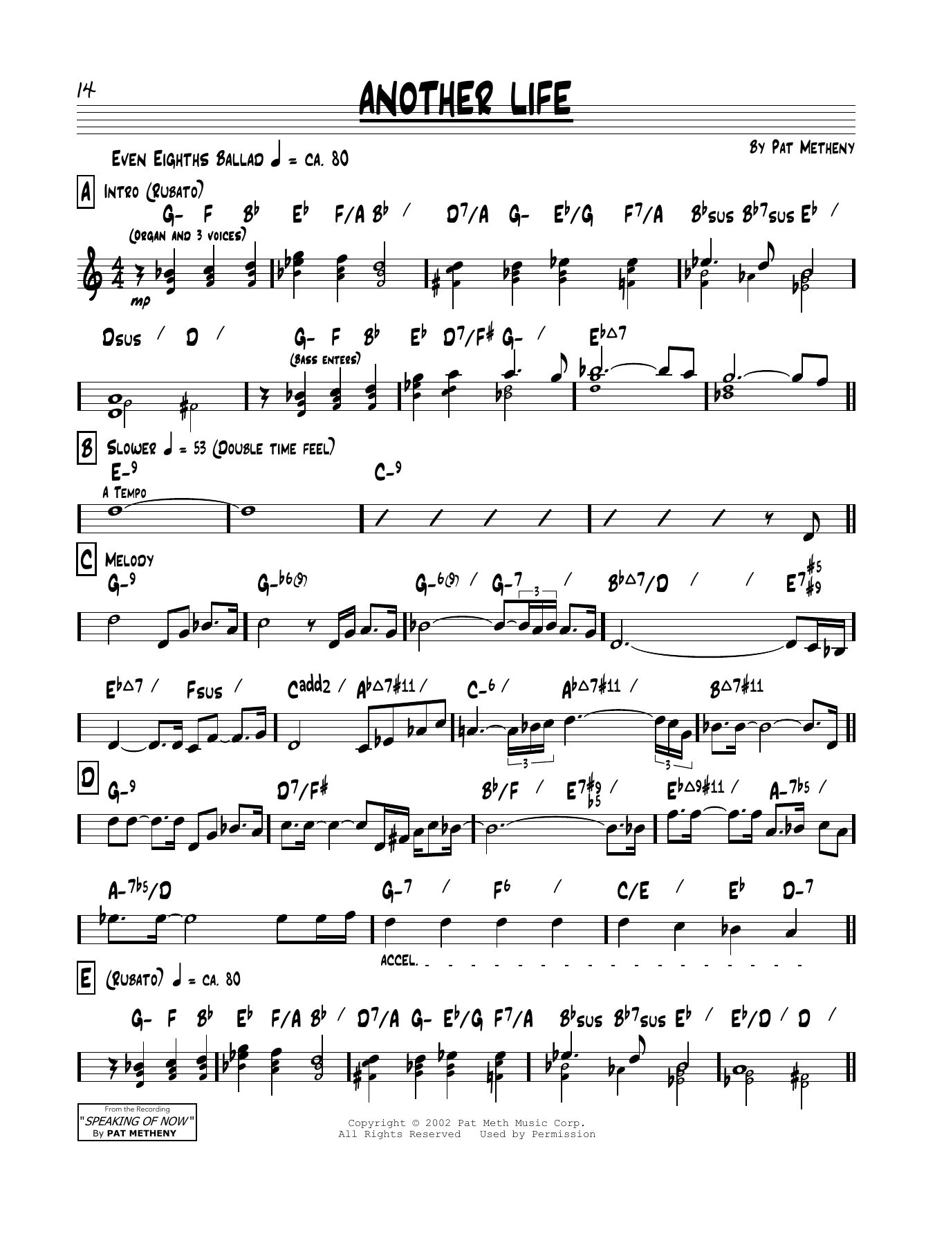 Pat Metheny "Another Life" Sheet Music & Chords | Download 2-Page ...