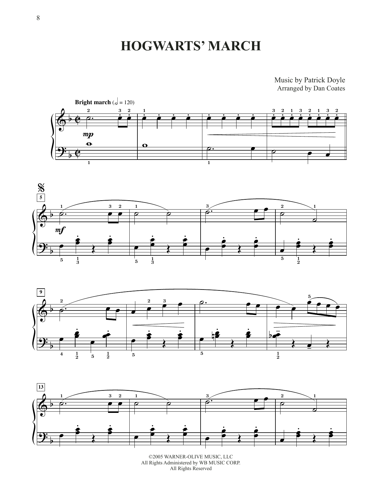 Patrick Doyle "Hogwarts' March (from Harry Potter) (arr. Dan Coates ...