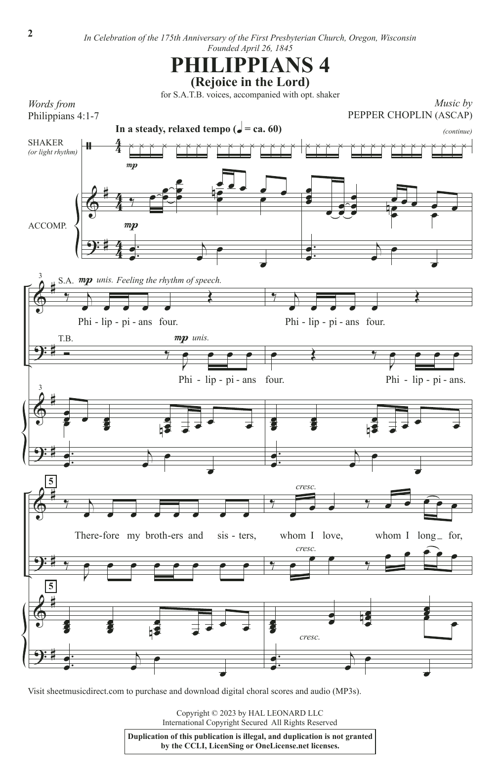 Pepper Choplin "Philippians 4 (Rejoice In The Lord)" Sheet Music ...