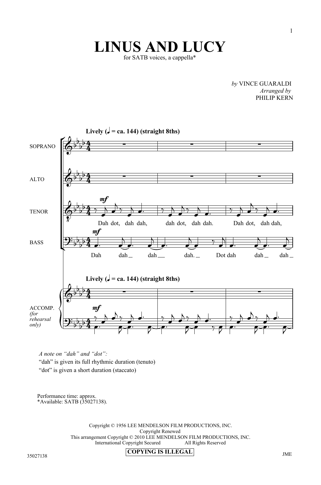 Philip Kern "Linus And Lucy" Sheet Music Notes | Download Printable PDF ...