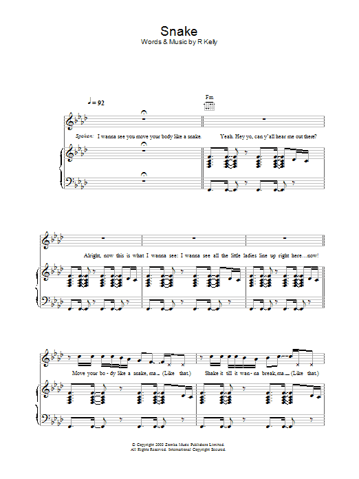 R Kelly "Snake" Sheet Music & Chords | Download 10-Page Printable PDF ...
