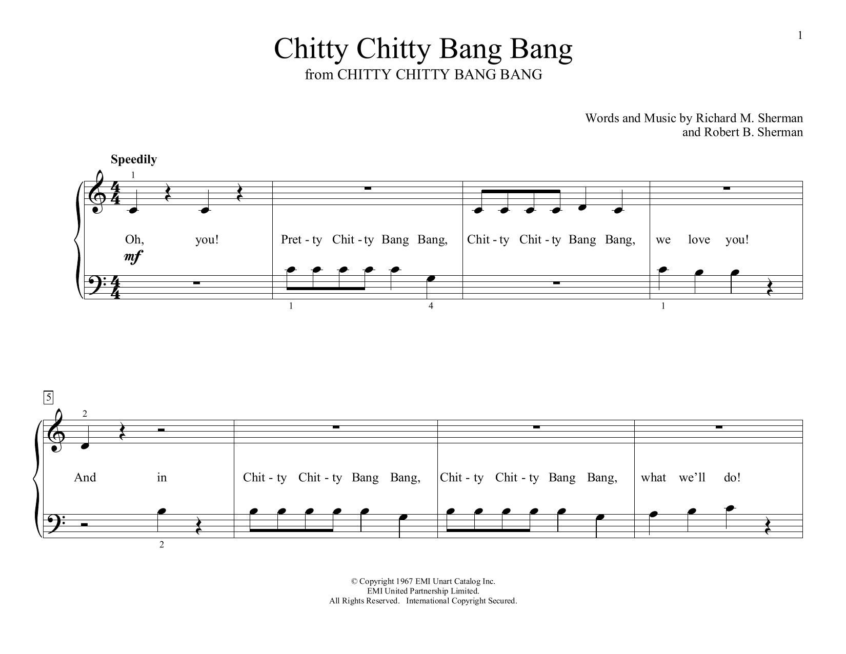 Richard Sherman & Robert Sherman "Chitty Chitty Bang Bang (arr ...