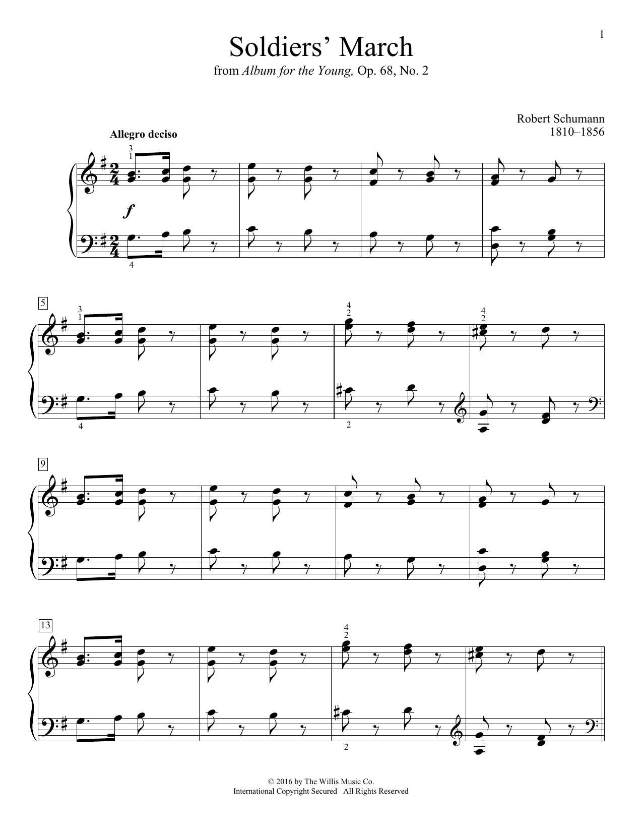 Robert Schumann "Soldier's March" Sheet Music Notes | Download ...
