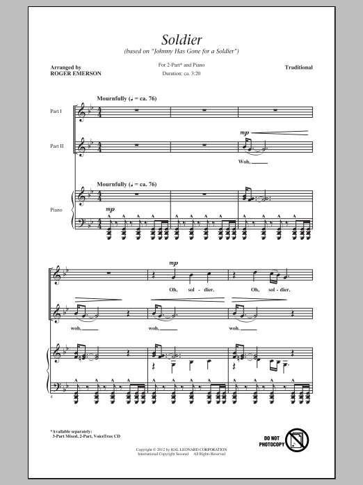 Roger Emerson "Soldier (Based on "Johnny Has Gone For A Soldier ...