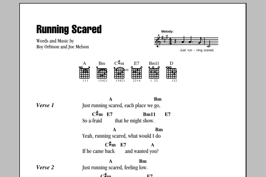 Roy Orbison "Running Scared" Sheet Music Notes | Download Printable PDF ...