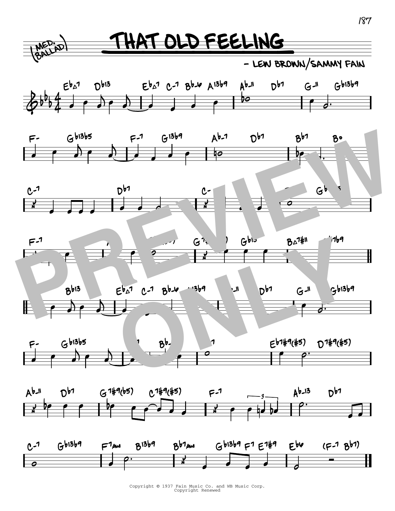 Sammy Fain "That Old Feeling (arr. David Hazeltine)" Sheet Music Notes ...