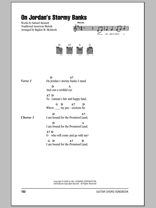 Samuel Stennett "On Jordan's Stormy Banks" Sheet Music & Chords ...