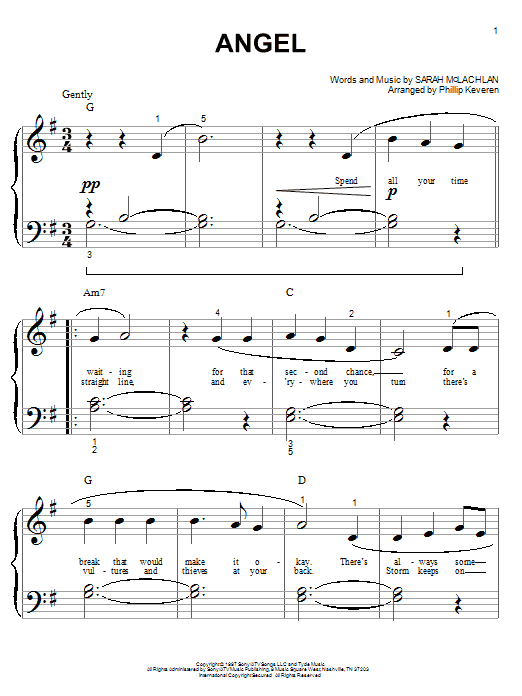 Sarah McLachlan "Angel (arr. Phillip Keveren)" Sheet Music & Chords | Download 5-Page Printable ...