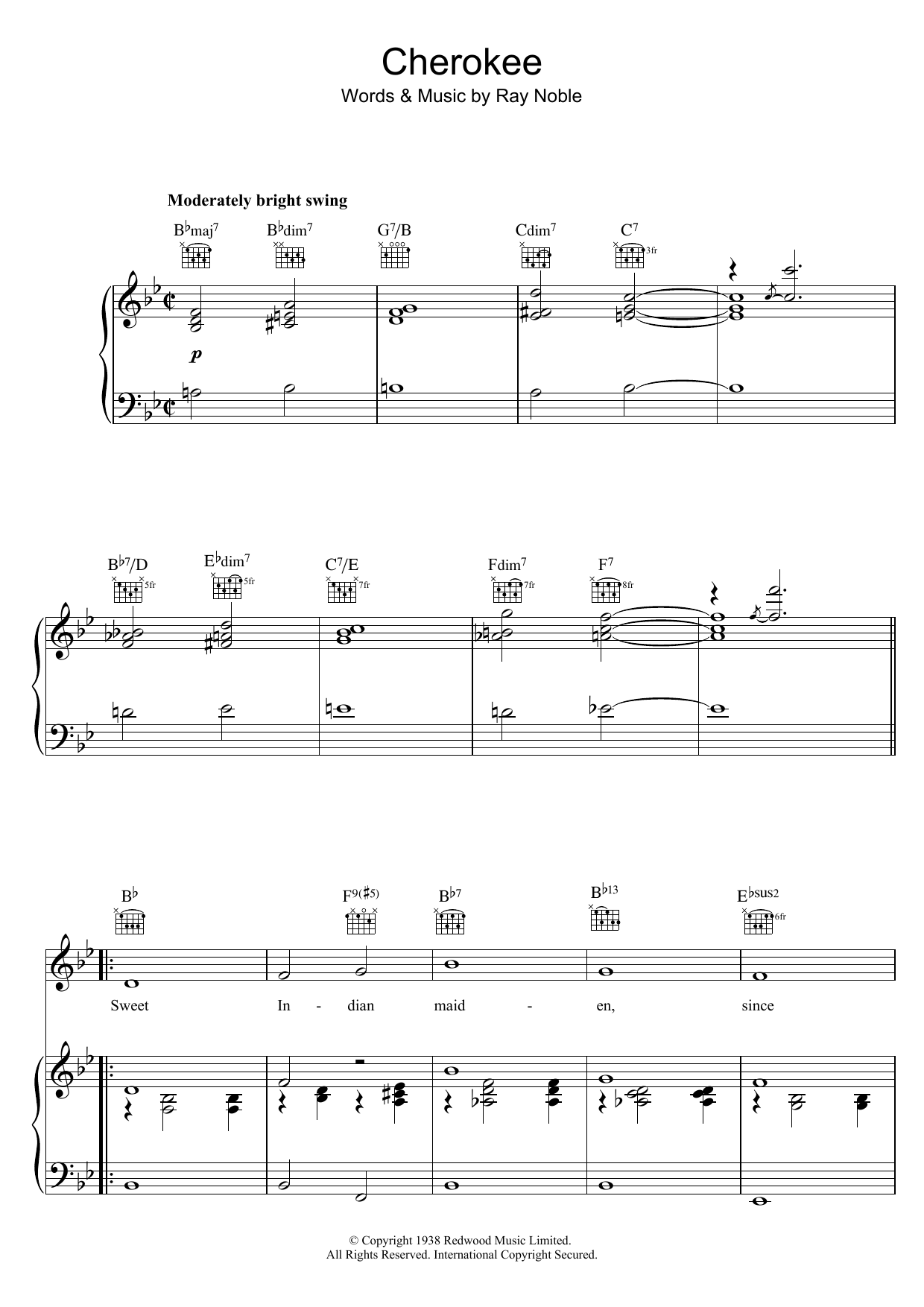 Sarah Vaughan "Cherokee" Sheet Music & Chords | Download 4-Page ...