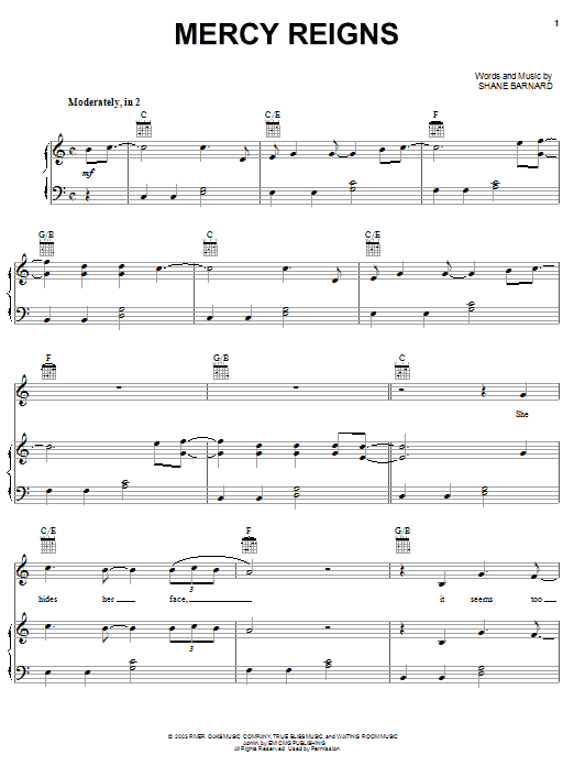 Shane & Shane "Mercy Reigns" Sheet Music & Chords | Download 11-Page ...