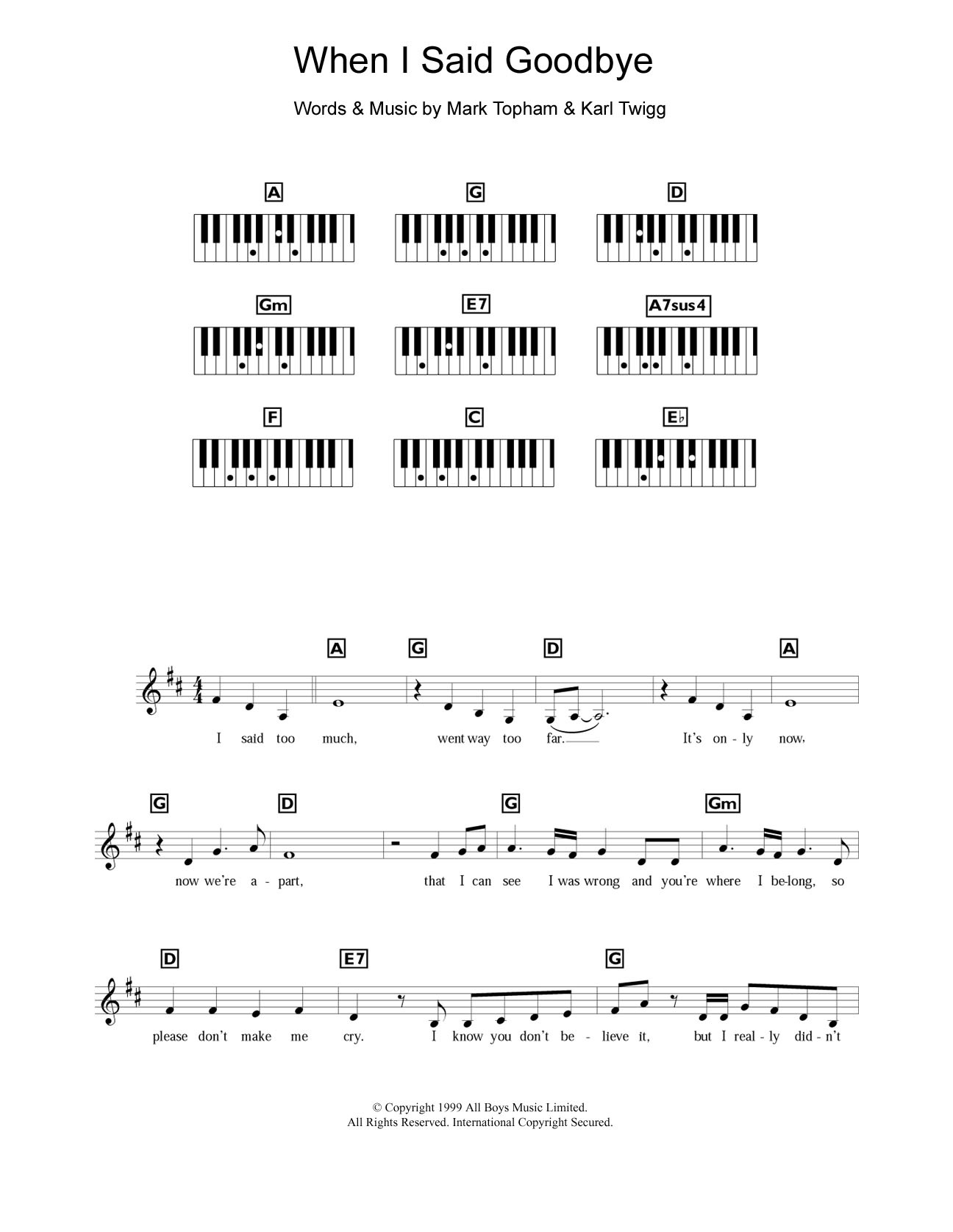Steps "When I Said Goodbye" Sheet Music & Chords | Download 2-Page ...