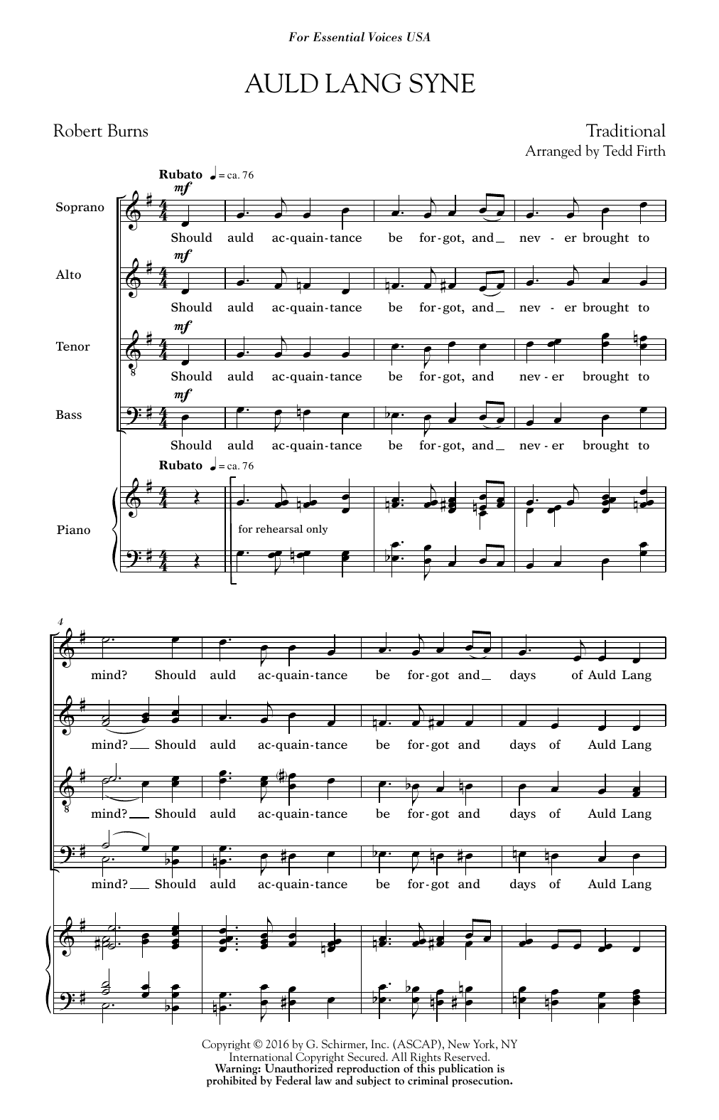 Tedd Firth "Auld Lang Syne" Sheet Music & Chords | Download 6-Page ...