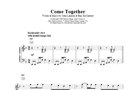 The Beatles "Come Together" Sheet Music & Chords | Download 1-Page Printable PDF Viola Solo ...