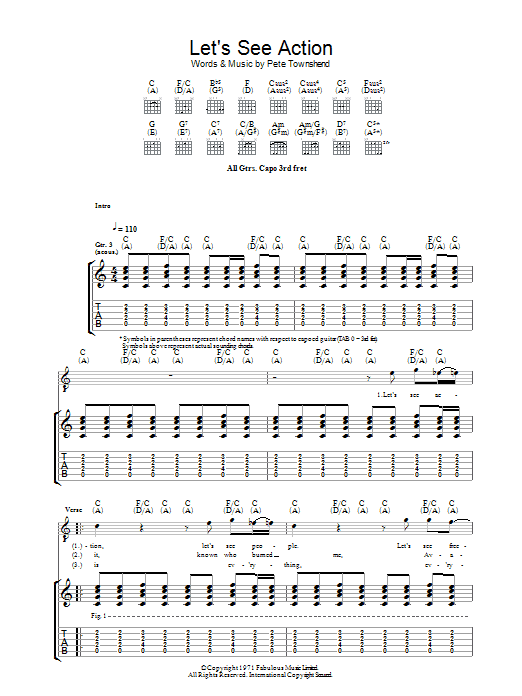 The Who "Let's See Action" Sheet Music & Chords | Download 2-Page ...