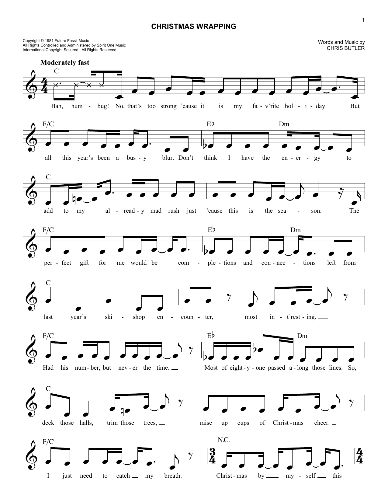 The Waitresses "Christmas Wrapping" Sheet Music & Chords | Download 9 ...