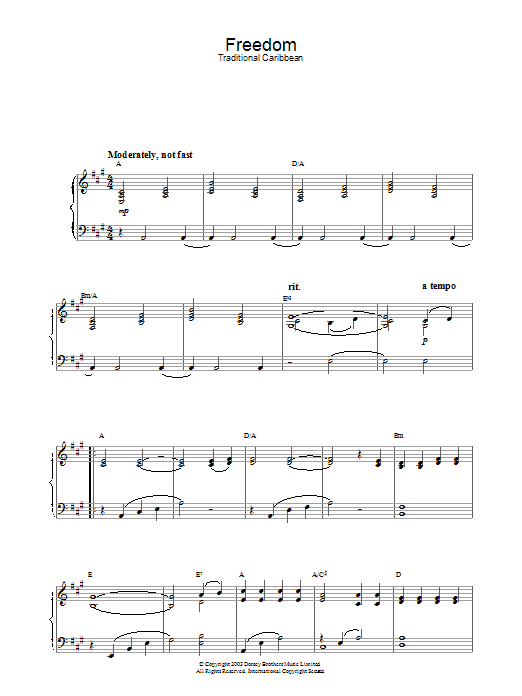 Traditional "Freedom" Sheet Music & Chords | Download 2-Page Printable ...