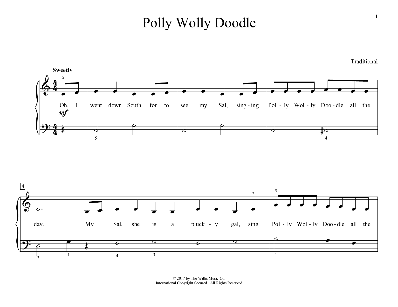 Traditional "Polly Wolly Doodle (arr. Christopher Hussey)" Sheet Music ...