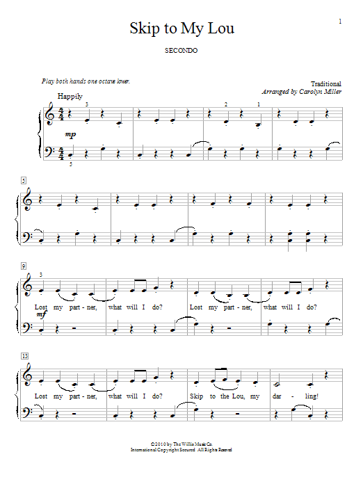 Traditional "Skip To My Lou" Sheet Music & Chords | Download 4-Page ...