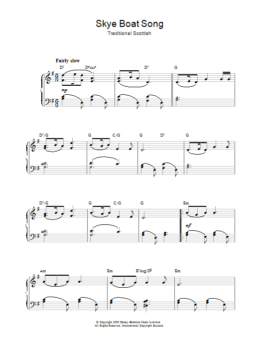 Traditional "Skye Boat Song" Sheet Music Notes | Download Printable PDF ...