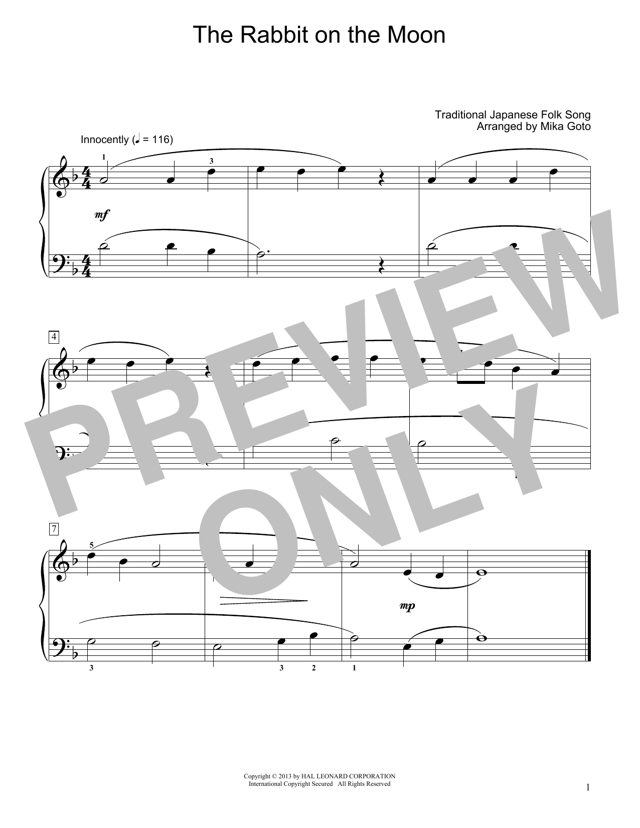 Traditional Japanese Folk Song "The Rabbit On The Moon (arr. Mika Goto ...