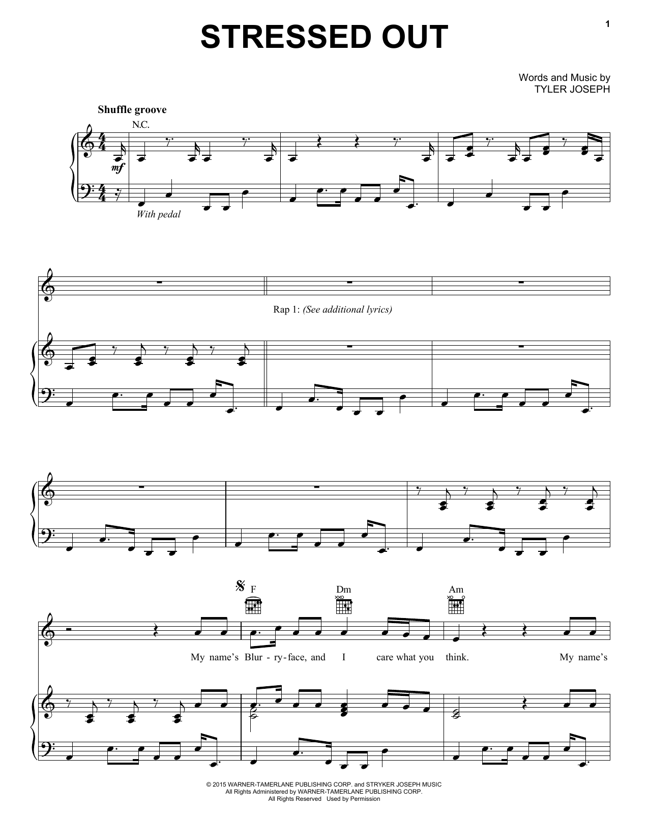 Twenty One Pilots "Stressed Out" Sheet Music & Chords | Download 6-Page ...